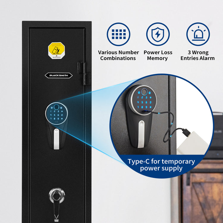Pro-SF0103 Rifle Safe, 3 Long Gun Fingerprints- Blacksmith