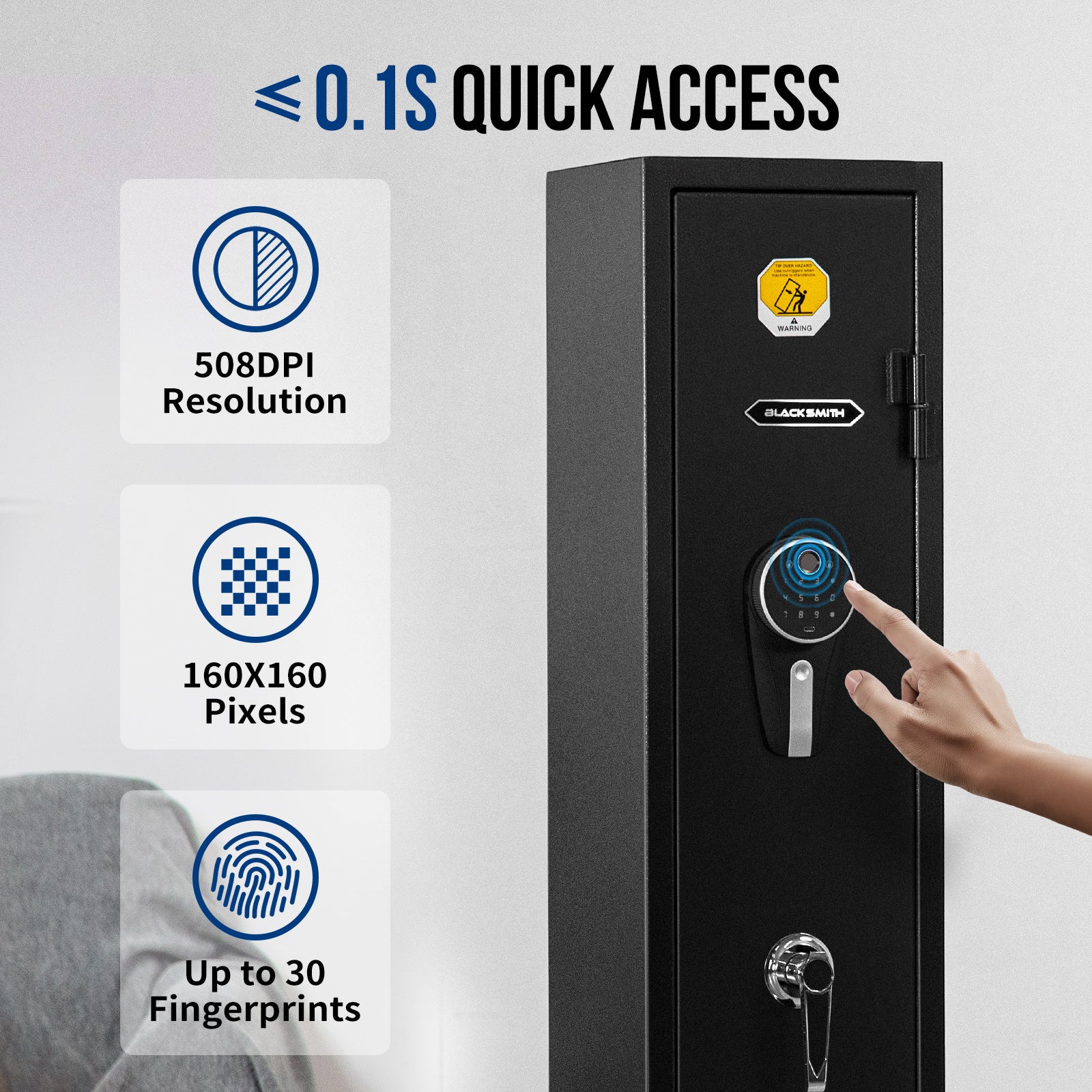 Pro-SF0103 Rifle Safe, 3 Long Gun Fingerprints- Blacksmith