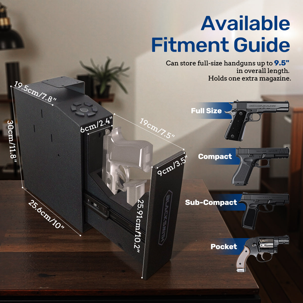 SF0203 Pro Pistol Safe, Slider Fingerprint APP - Blacksmith