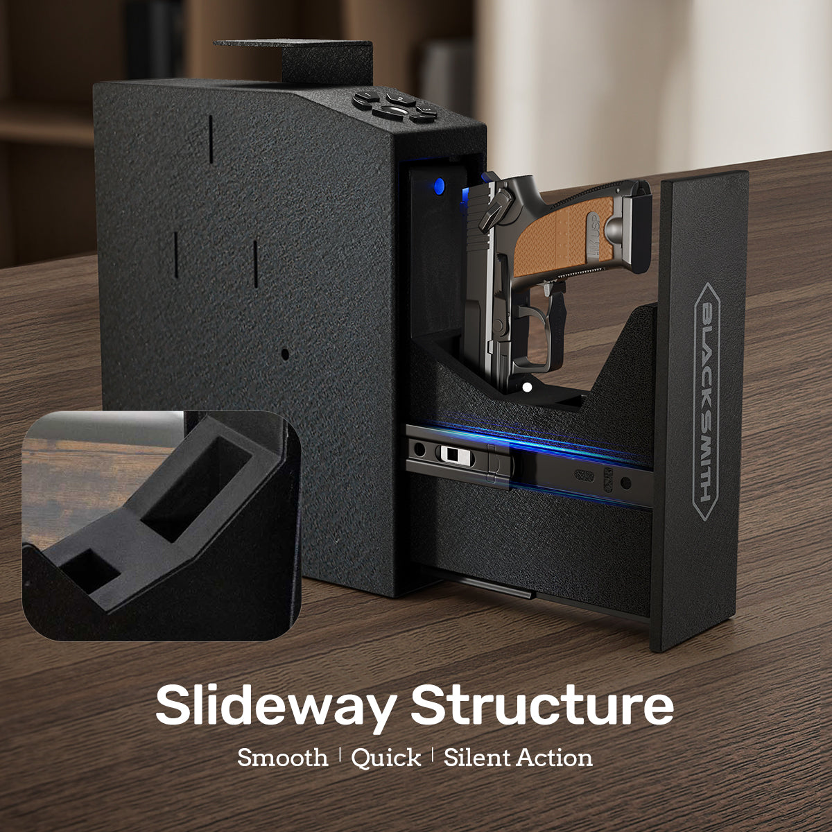 SF0203 Pro Pistol Safe, Slider Fingerprint APP - Blacksmith