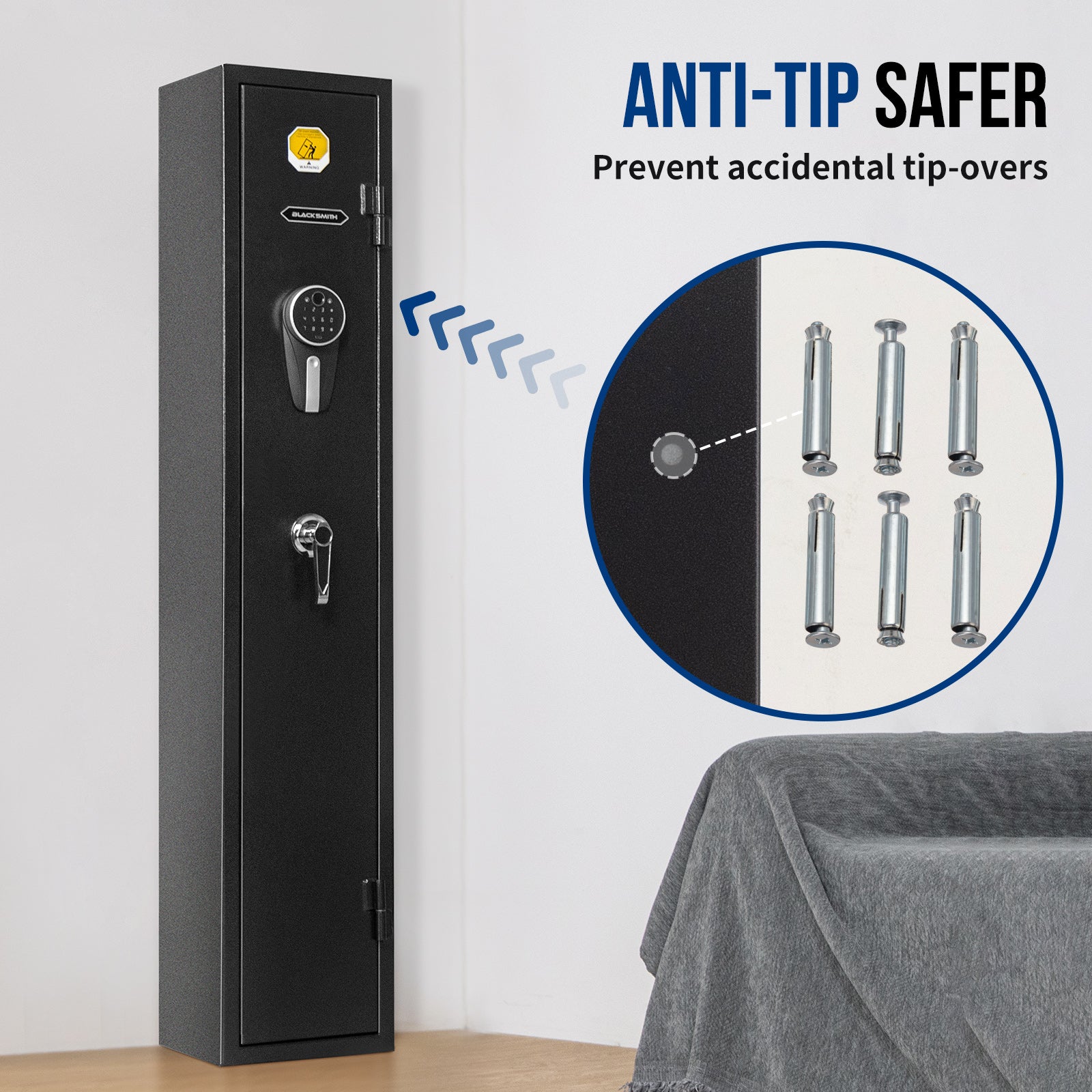 Pro-SF0103 Rifle Safe, 3 Long Gun Fingerprints- Blacksmith