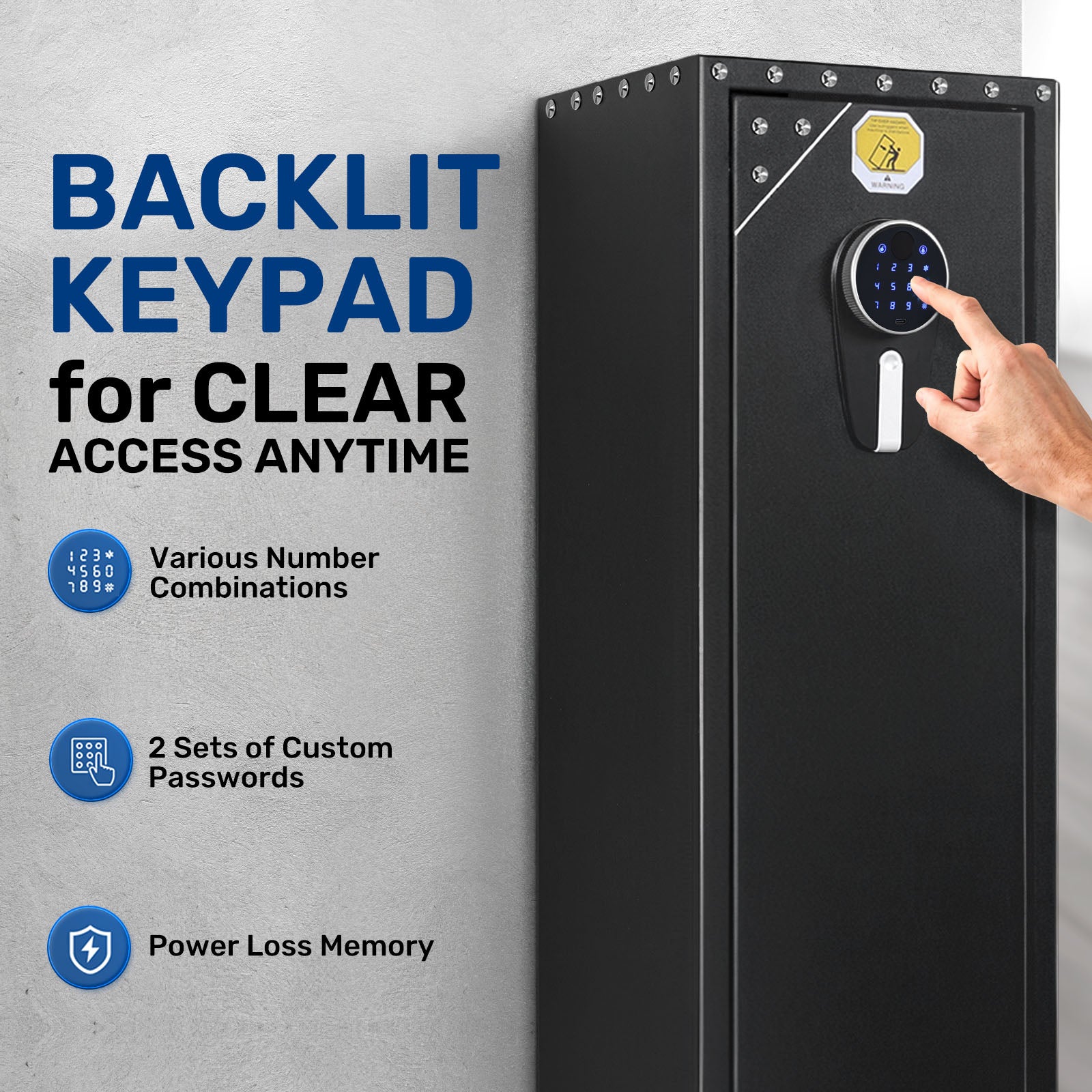 SE0104 Rifle Safe, Compact 5 Gun Cabinet Keypad - Blacksmith