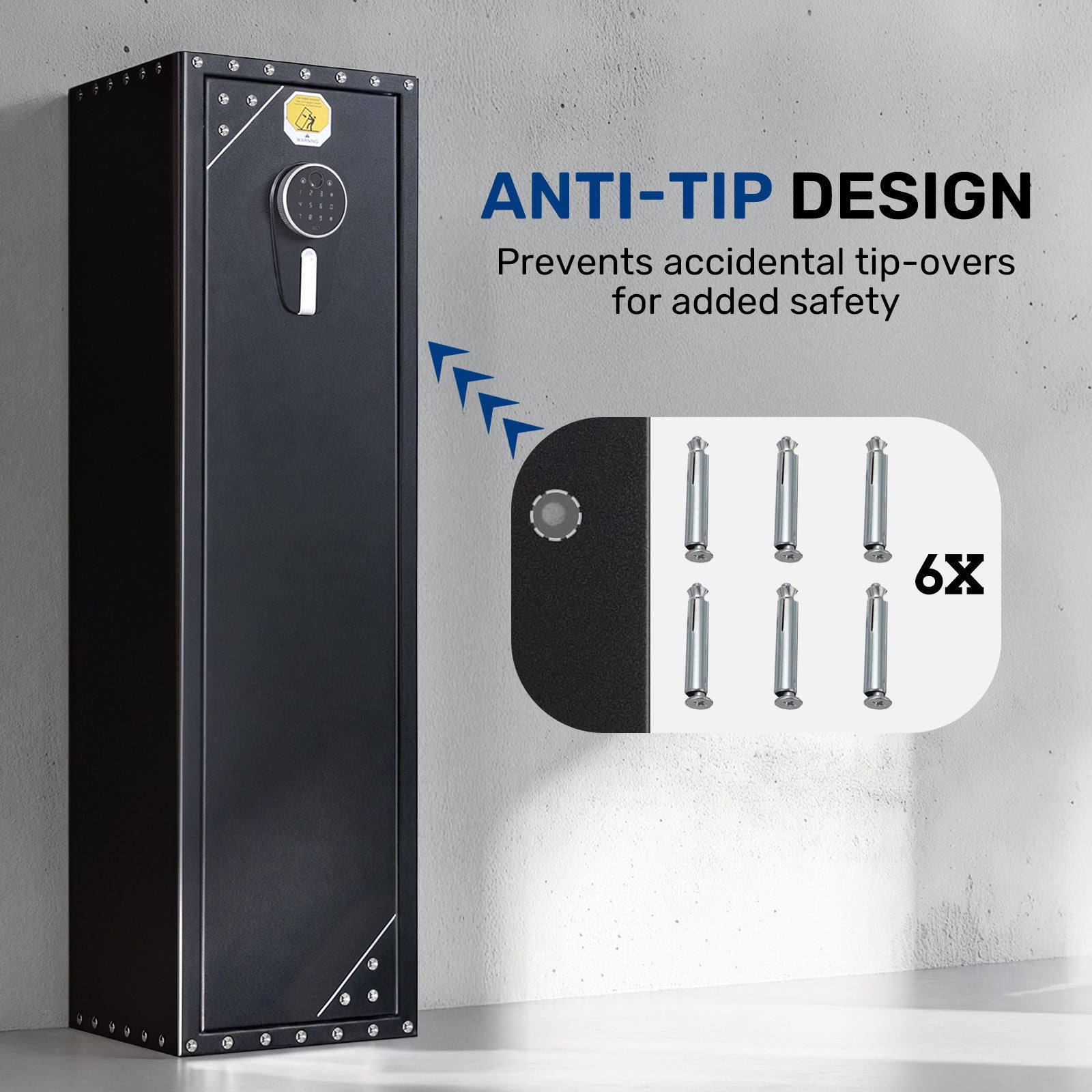 SF0104 Rifle Safe, Compact 5 Gun Cabinet Fingerprints - Blacksmith