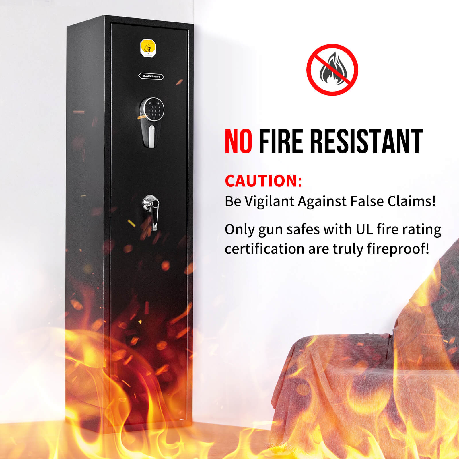 SE0104 Rifle Safe, 5 Long with Digital Panel - Blacksmith