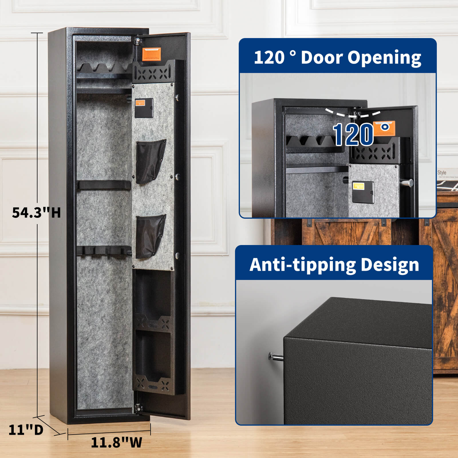 SE0104 Rifle Safe, 5 Long with Digital Panel - Blacksmith