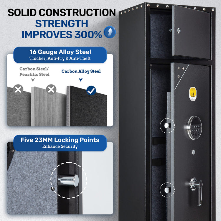 Rifle Safe, 6 Long Gun Keypad Separate Lockbox - Blacksmith