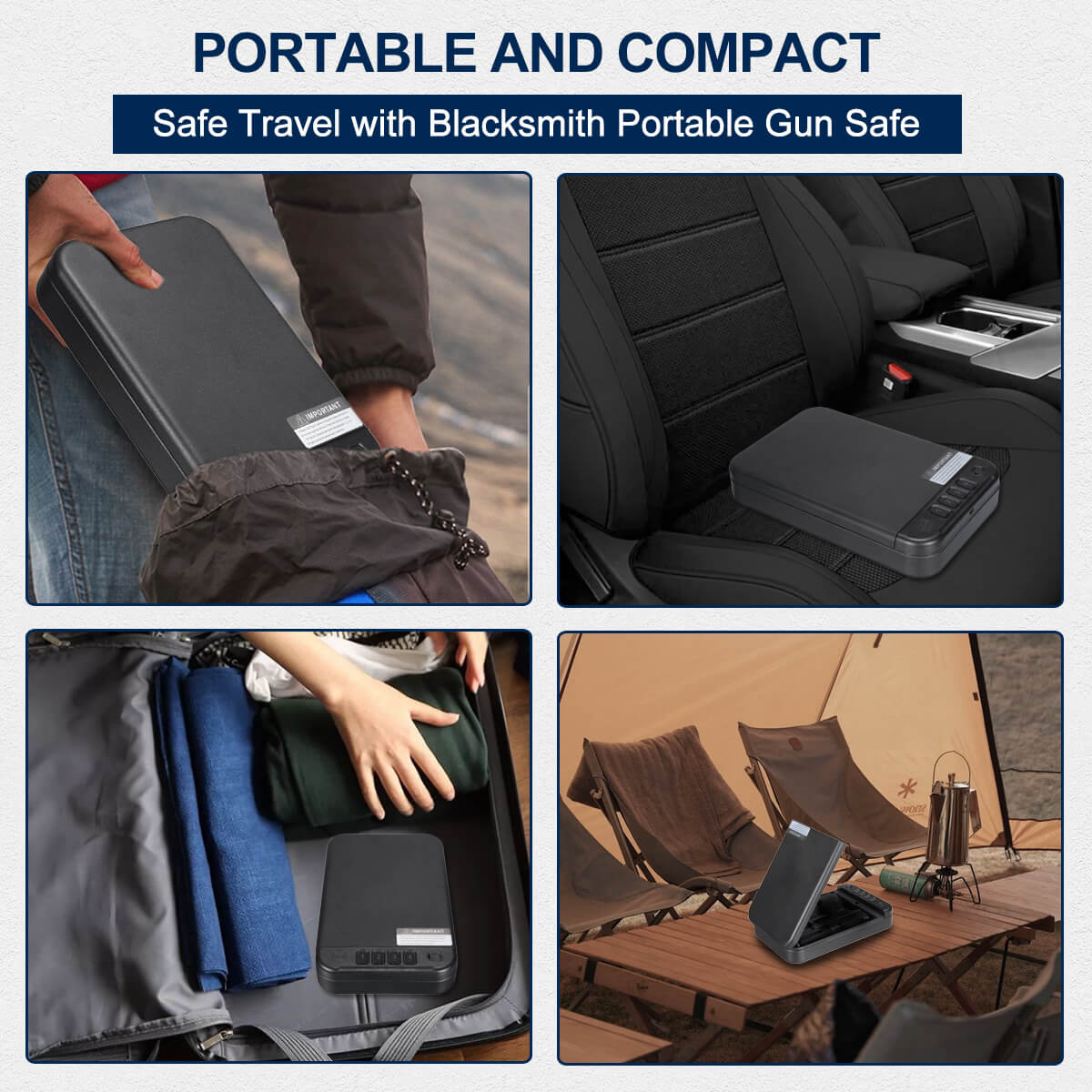 SE0301 Pistol Safe, Portable Box RFID Access - Blacksmith