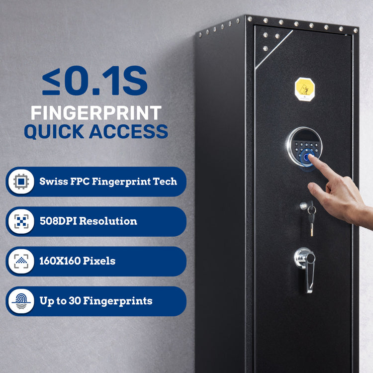 Rifle Safe, 6 Long Gun Fingerprint Separate Drawer - Blacksmith