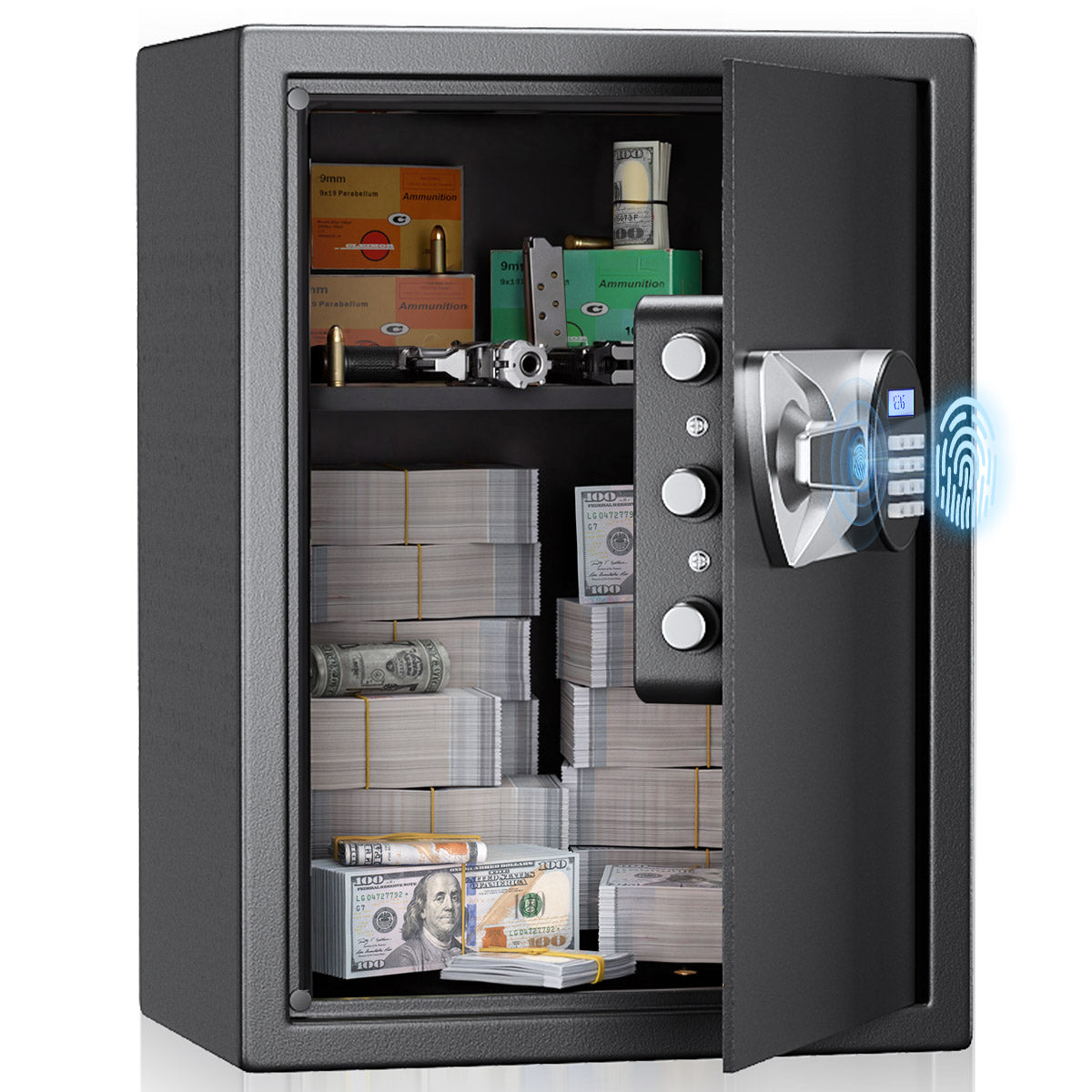 Home Safe, 2.0 Cu Ft Fingerprint Keypad Unlock - Blacksmith