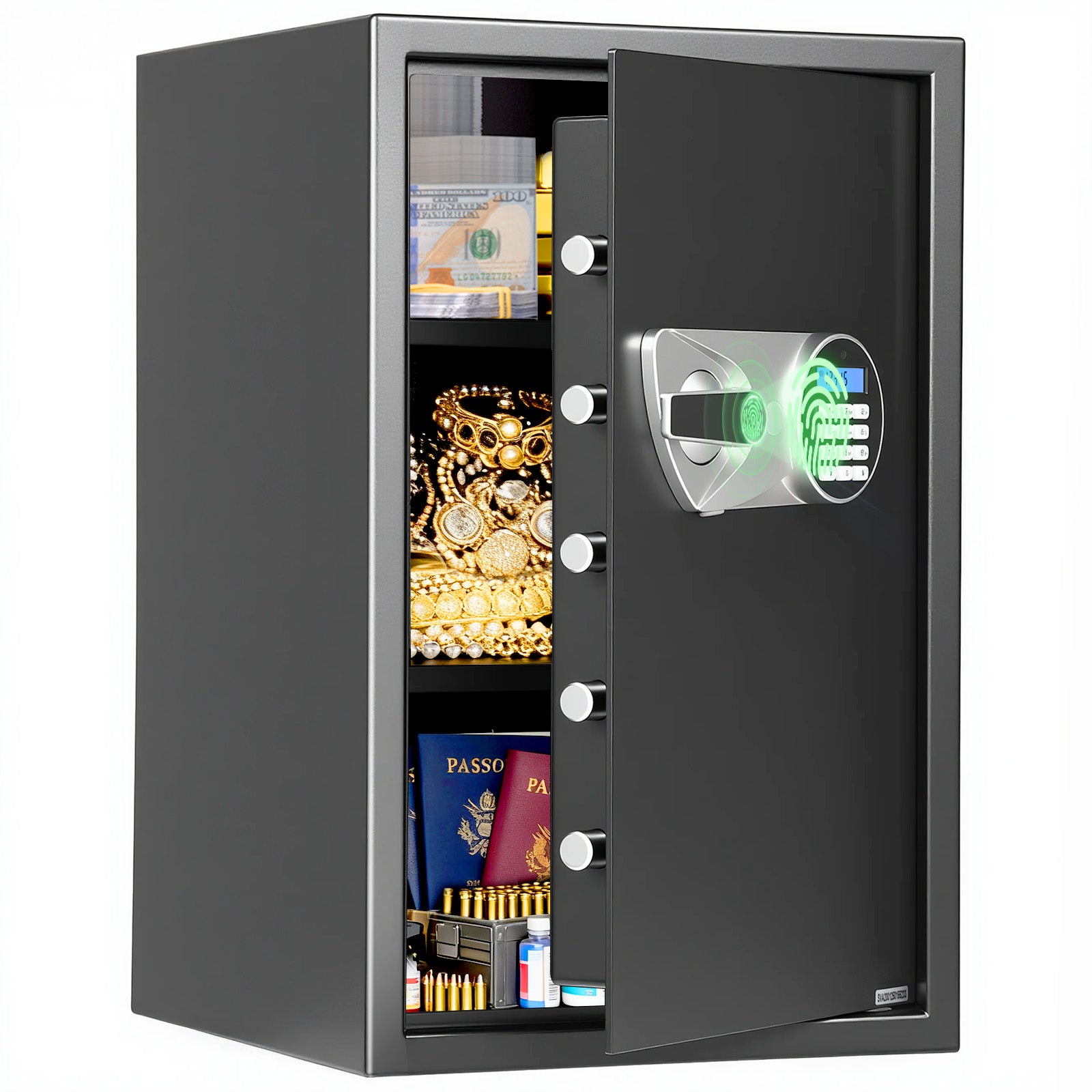 SF0606 Home Safe, 2.2 Cu Ft Fingerprint Lock Box - Blacksmith
