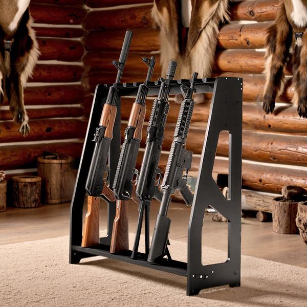 Gun Racks, 10 Long Gun Floor Standing Adjustable Holder - Blacksmith